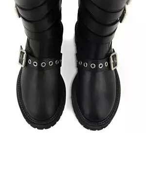 PAUL WARMER Buckle-strap Biker Boots - Black