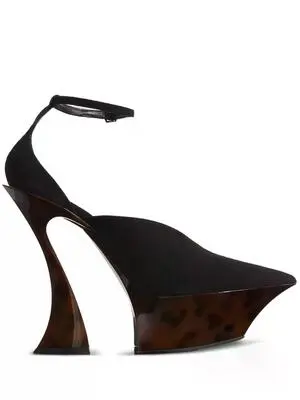 MUGLER 95mm Sculpted-heel Mules With Ankle Strap - Brown