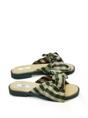 MIISTA Gingham Bow Sandals