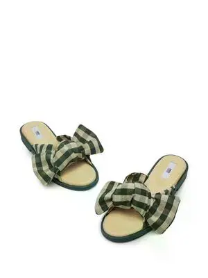 MIISTA Gingham Bow Sandals