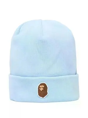 A BATHING APE® Logo Patch Knit Beanie - Blue