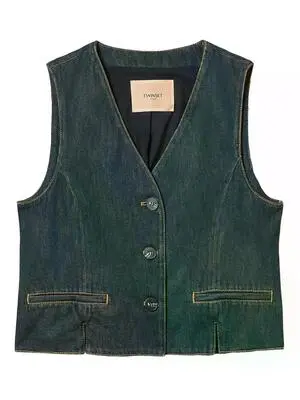 TWINSET Denim Gilet - Blue