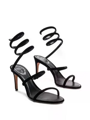 Rene Caovilla 80mm Cleo Spiral-ankle-strap Sandals - Black