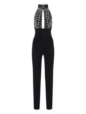 Elisabetta Franchi Embellished Halterneck Jumpsuit - Black
