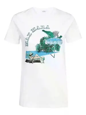 Max Mara Embroidered Beach-scene T-shirt - White
