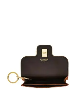 FERRAGAMO Gancini Calfskin Keyring Wallet - Brown