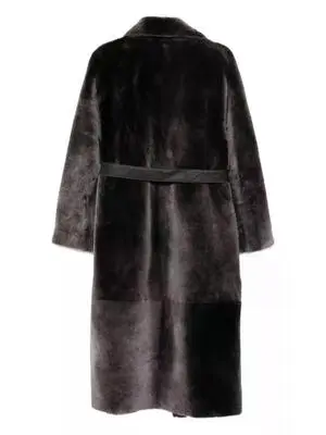 MANZONI 24 Sheepskin Belted Coat - Grey