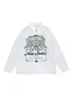 Acne Studios Graphic-print Long-sleeve Polo Shirt