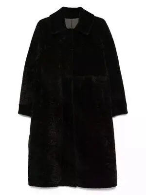 MANZONI 24 Shearling Collared Coat - Brown
