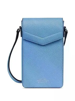 Smythson Envelope Crossbody Phone Case - Blue