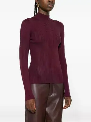 TWINSET Ribbed Knit High-neck Top - Red