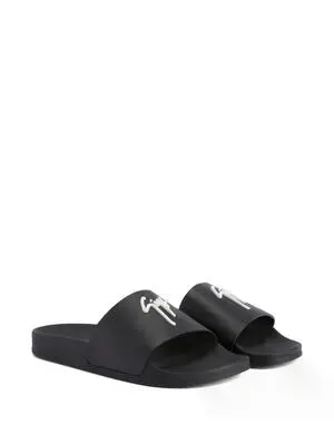 GIUSEPPE ZANOTTI Brett Logo-embellished Slides - Black