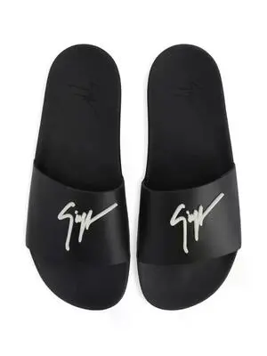 GIUSEPPE ZANOTTI Brett Logo-embellished Slides - Black