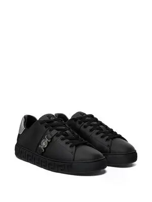 Versace Greca La Medusa Embellished Lace-up Sneakers - Black