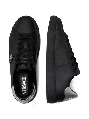 Versace Greca La Medusa Embellished Lace-up Sneakers - Black