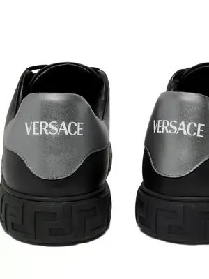 Versace Greca La Medusa Embellished Lace-up Sneakers - Black