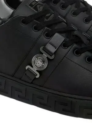 Versace Greca La Medusa Embellished Lace-up Sneakers - Black