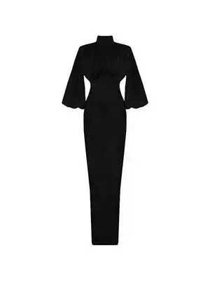 VESTIAIRE D'UN OISEAU LIBRE High-neck Puff-sleeve Maxi Dress - Black