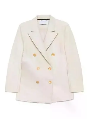Harris Wharf London Double-breasted Coat With Gold Button Detail - Neutrals