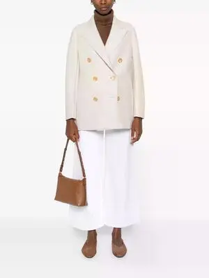 Harris Wharf London Double-breasted Coat With Gold Button Detail - Neutrals