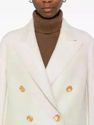 Harris Wharf London Double-breasted Coat With Gold Button Detail - Neutrals
