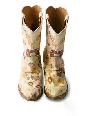 Prada Floral-print Cowboy Boots - Neutrals