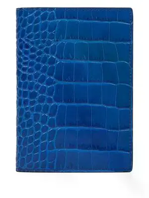 Smythson Crocodile-embossed Passport Cover - Blue