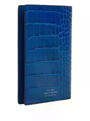 Smythson Crocodile-embossed Passport Cover - Blue