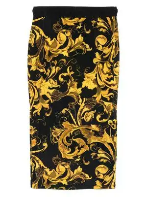 Versace Baroque-print Midi Skirt - Black