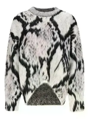 Attico Snake-print Mohair Sweater - Grey
