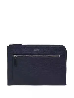 Smythson Flat Travel Organizer Zip-top Pouch - Blue