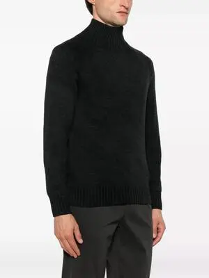 Eleventy High-neck Wool Sweater - Grey