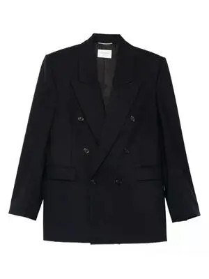 Saint Laurent Double-breasted Wool Blazer - Blue