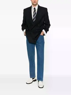 Saint Laurent Double-breasted Wool Blazer - Blue