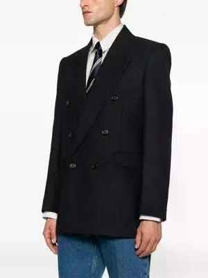 Saint Laurent Double-breasted Wool Blazer - Blue