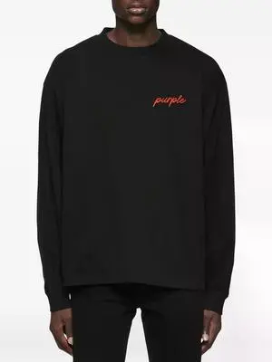 PURPLE BRAND Logo-embroidered Long-sleeve T-shirt