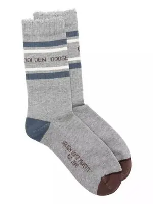 GOLDEN GOOSE Ribbed Striped Socks - Grey