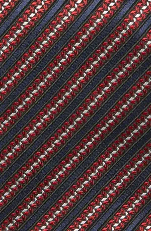 Zegna Stripe Mulberry Silk Neck Tie - Red