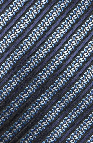 Zegna Stripe Silk Neck Tie - Blue