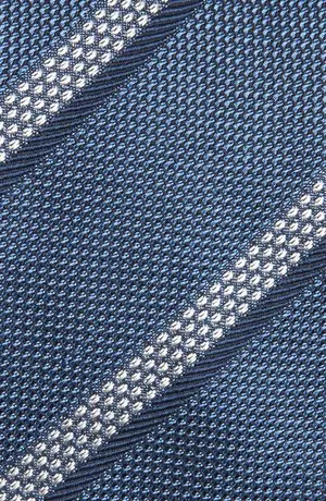 Zegna Stripe Silk Jacquard Neck Tie - Blue