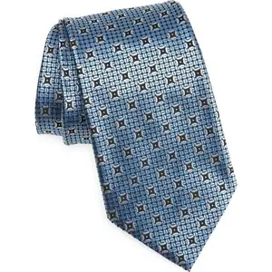 Zegna Medallion Mulberry Silk Necktie Light Blue