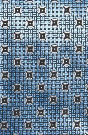 Zegna Medallion Mulberry Silk Necktie - Light Blue