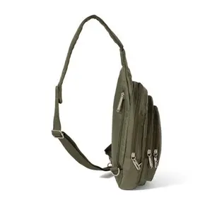 BAGGALLINI Securtex Anti-theft Multi Zip Sling - Thyme
