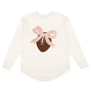 SWEET WINK Bow Football Patch Sweatshirt - Natural