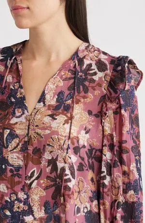 CLEOBELLA Printed Tie Neck Top