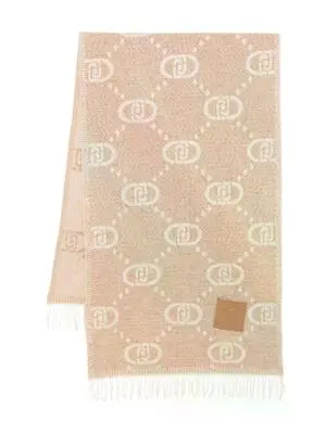 Liu Jo Logo-pattern Fringed Scarf - Neutrals