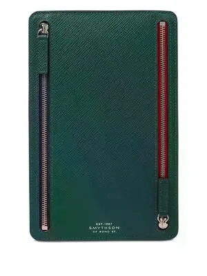 Smythson Panama Multi-zip Case - Green