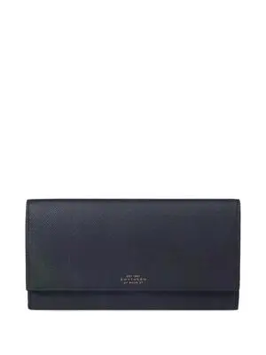 Smythson Embossed Leather Travel Wallet - Blue