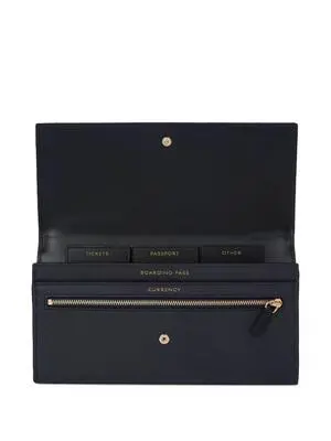 Smythson Embossed Leather Travel Wallet - Blue