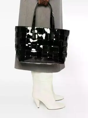 Dragon Diffusion Patent Leather Woven Tote Bag - Black